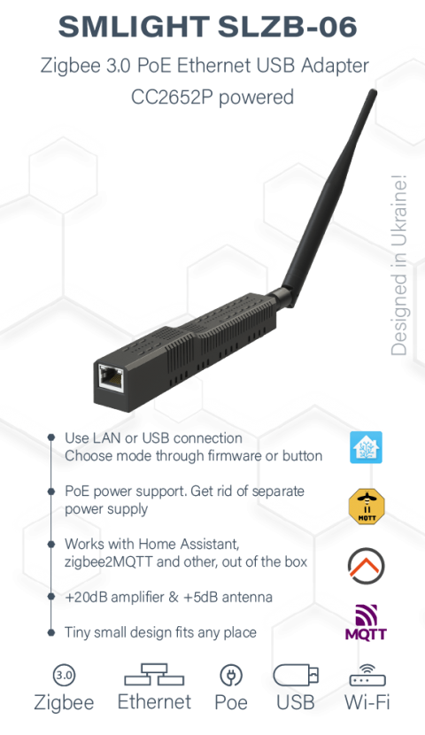 SLZB-06 Zigbee Ethernet PoE LAN USB WiFi Adapter CC2652P | Zigbee2MQTT | Home Assistant ...